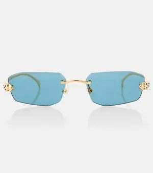 Cartier Panthere De Cartier Rectangular Sunglasses Blue