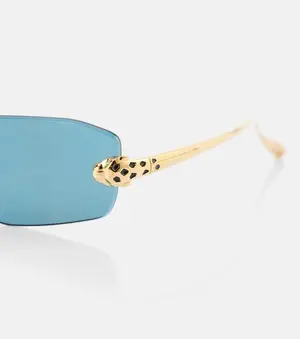 Cartier Panthere De Rectangular Sunglasses - Blue