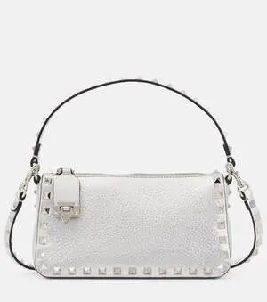Valentino Garavani Rockstud Small Leather Crossbody Bag - Silver