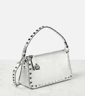 Valentino Garavani Rockstud Small Leather Crossbody Bag - Silver