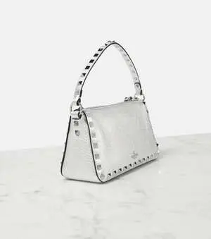 Valentino Garavani Rockstud Small Leather Crossbody Bag - Silver