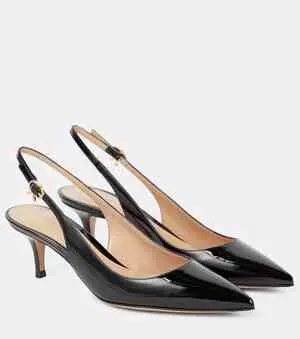 GIANVITO ROSSI Ribbon Sling 55 Leather Slingback Pumps - Black