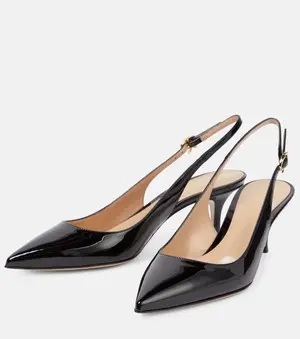 GIANVITO ROSSI Ribbon Sling 55 Leather Slingback Pumps - Black