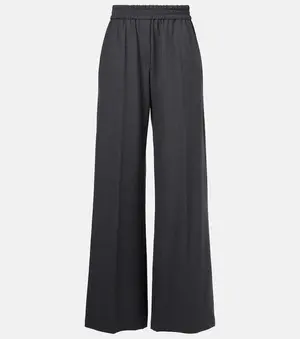 Brunello Cucinelli Wool-blend Wide-leg Trousers - Grey