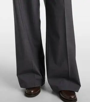 Brunello Cucinelli Wool-blend Wide-leg Trousers - Grey