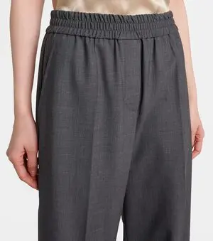 Brunello Cucinelli Wool-blend Wide-leg Trousers - Grey