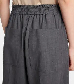 Brunello Cucinelli Wool-blend Wide-leg Trousers - Grey