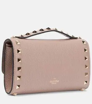Valentino Garavani Rockstud Mini Leather Wallet On Chain