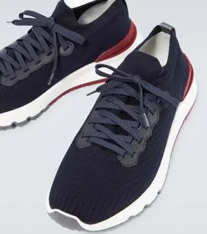 Brunello Cucinelli Knitted Leather-trimmed Sneakers