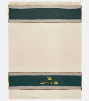 Etro Logo Embroidered Wool And Cashmere Throw