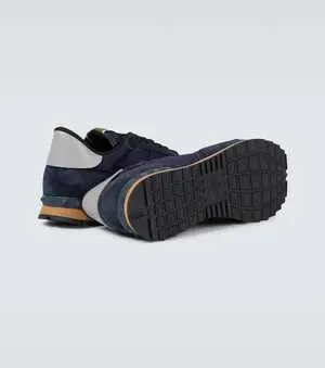 Valentino Garavani Rockrunner Suede-trimmed Sneakers - Blue