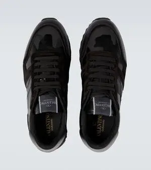 Valentino Garavani Rockrunner Leather Sneakers - Black