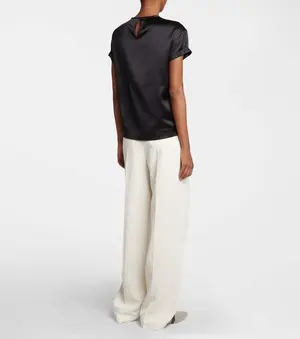 Brunello Cucinelli Embellished Silk-blend Satin T-shirt