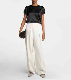 Brunello Cucinelli Embellished Silk-blend Satin T-shirt