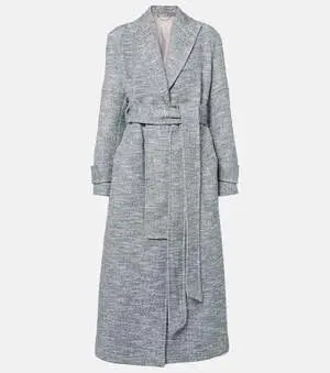 Victoria Beckham Boucle Tweed Wrap Coat - Grey
