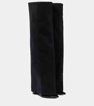 Sacai Leather-trimmed Knee-high Boots