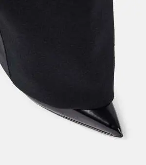 Sacai Leather-trimmed Knee-high Boots