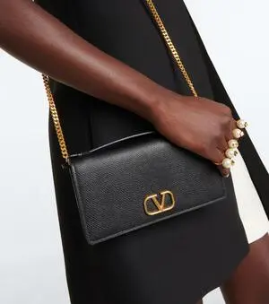 Valentino Garavani Vsling Leather Wallet On Chain