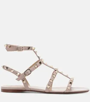 Valentino Garavani Rockstud Leather Sandals - Neutrals