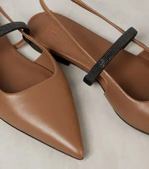 Brunello Cucinelli Leather Slingback Flats