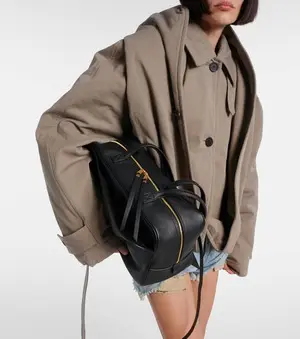 Balenciaga Carrie Medium Leather Bowling Bag