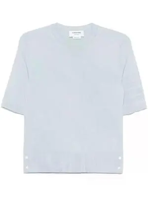 Thom Browne Jersey Stitch Pointelle 4-bar Tee - Blue