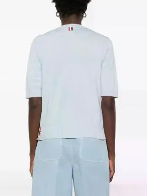 Thom Browne Jersey Stitch Pointelle 4-bar Tee - Blue