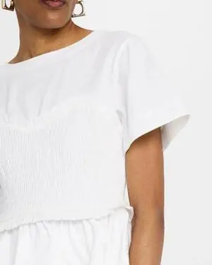 Merlette Shel Smocked Ruffle Top - White