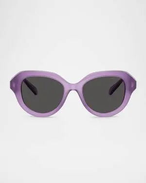 SWAROVSKI SWAROVSKI Crystal-Hinge Round Sunglasses Dark Grey