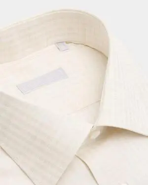 Stefano Ricci Apos;s Cotton, Silk And Linen Stripe Dress Shirt - Beige