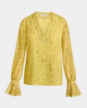 Santorelli Santorelli Rue Floral-Print Georgette Blouse - Chamomile Multi