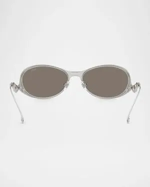 DIESEL® Diesel Oval Sunglasses Shiny Silver