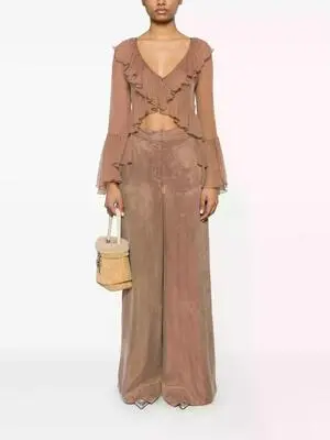 Blumarine Gabardine Trousers - Brown