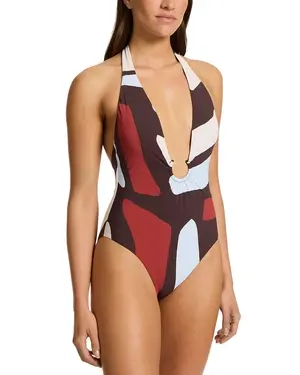 JETS Plunging Neck One Piece Swimsuit