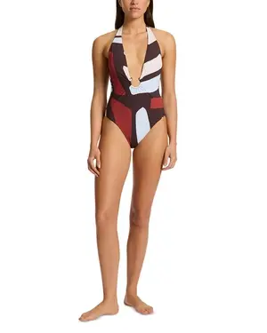 JETS Plunging Neck One Piece Swimsuit