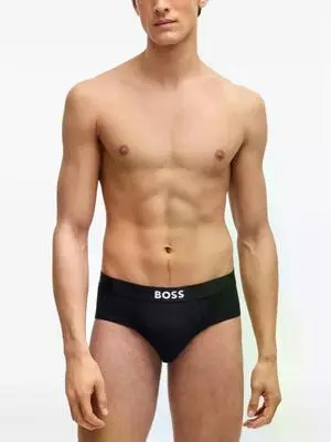 BOSS Logo-waistband Briefs - Black