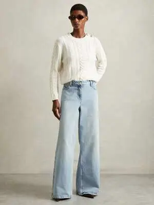 REISS Crete Wide-leg Jeans - Light Blue