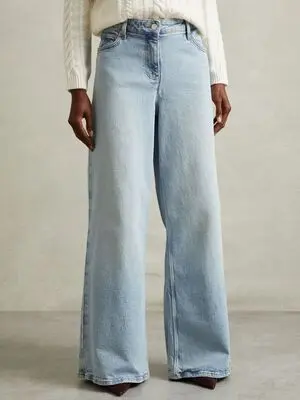REISS Crete Wide-leg Jeans - Light Blue