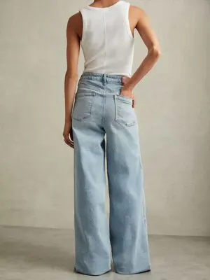 REISS Crete Wide-leg Jeans - Light Blue