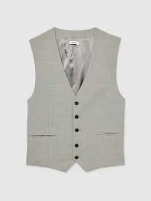 REISS Puppytooth-check Wool-blend Suit Waistcoat