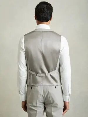 REISS Puppytooth-check Wool-blend Suit Waistcoat