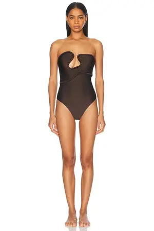 ADRIANA DEGREAS Waves Strapless One Piece Swimsuit