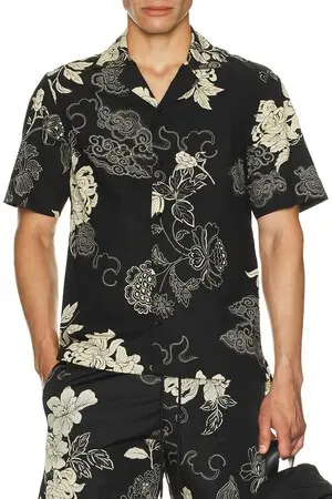 Moncler Short Sleeve Shirt In Black In Black - Navy