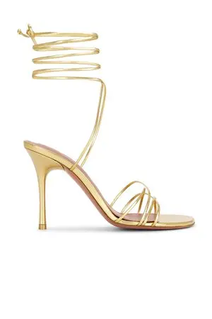 Amina Muaddi Gold Tone Sandals For Women