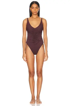 Magda Butrym Flower One Piece Swimsuit - Brown