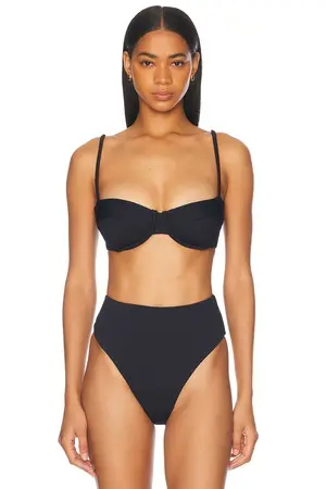 HAIGHT. Ribbed Vintage Bikini Top Adjustable - Black