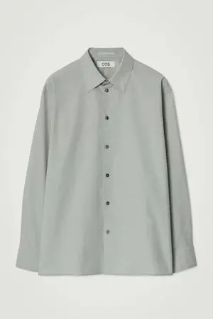 Cos Signature Cotton Shirt Grey