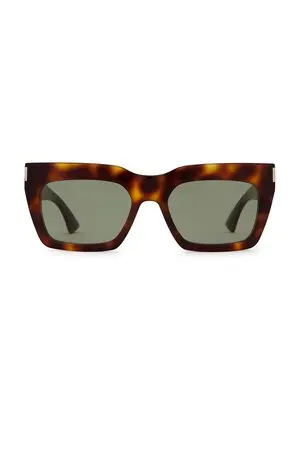 Saint Laurent Rectangular Sunglasses - Havana & Green