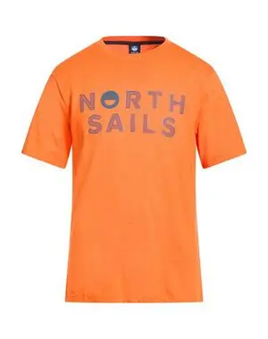 NORTH SAILS Man T-shirt Grey Size S Cotton Orange
