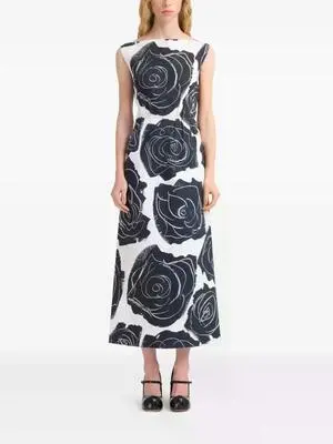 Marni Rose-print Midi Dress - White